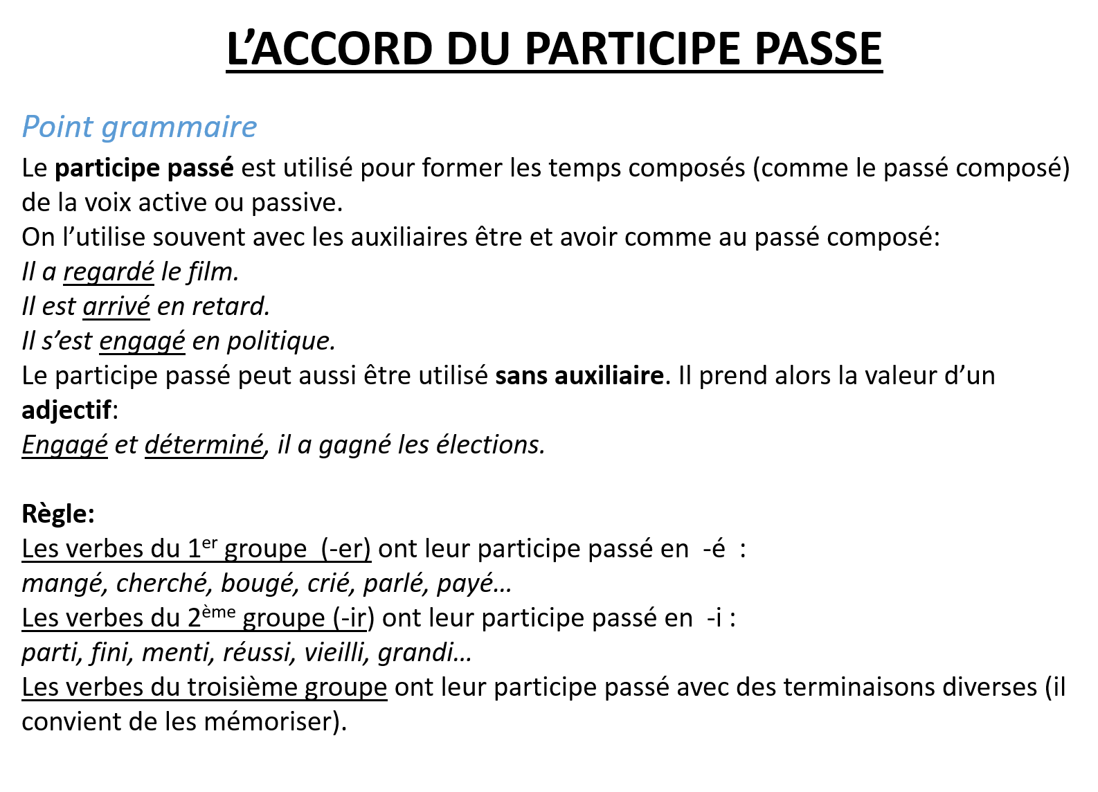 L'accord du participe passé Copy