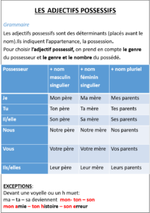 Les adjectifs possessifs